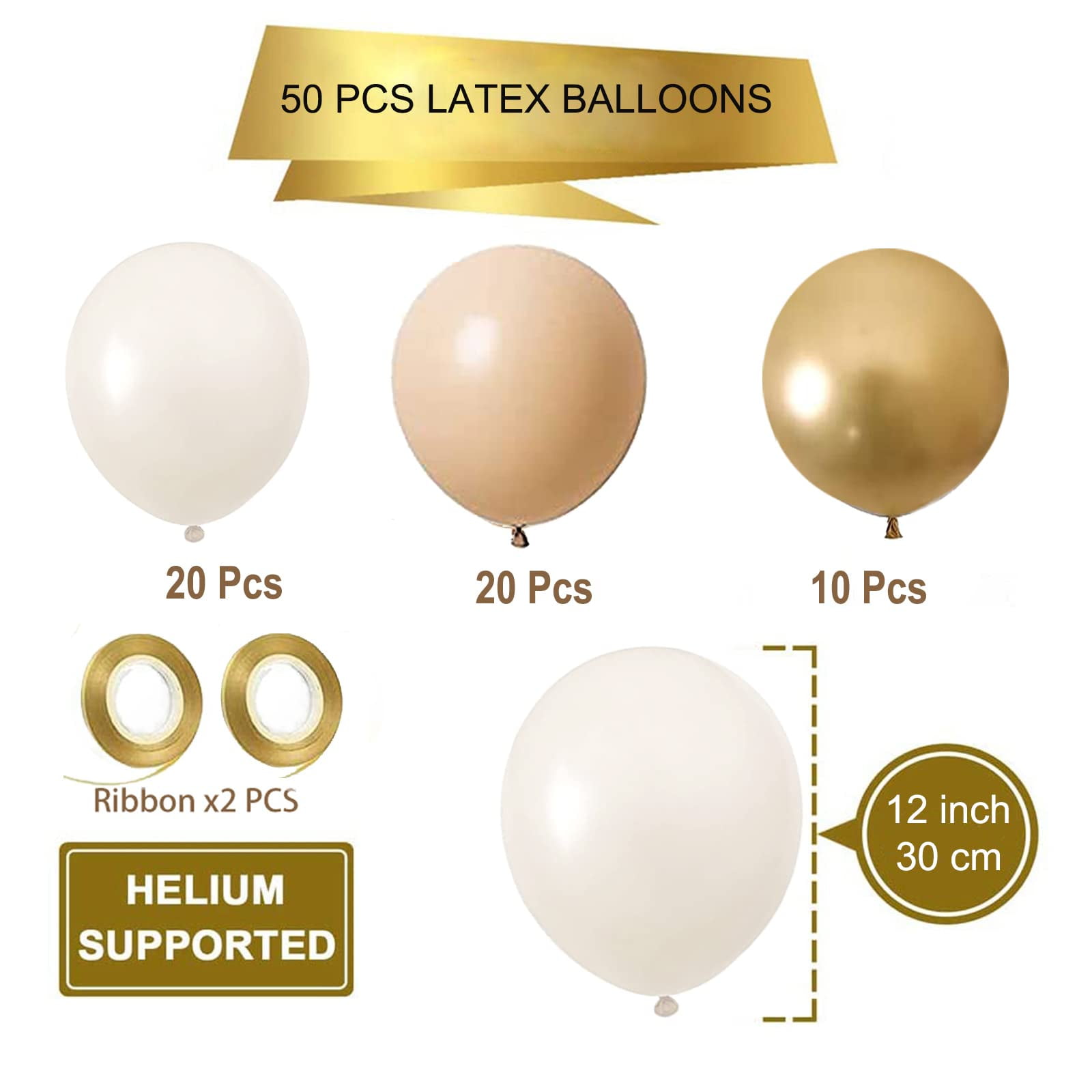 50pcs, Neutral Balloons (12 Inch) Latex Balloons For Birthday Wedding ...