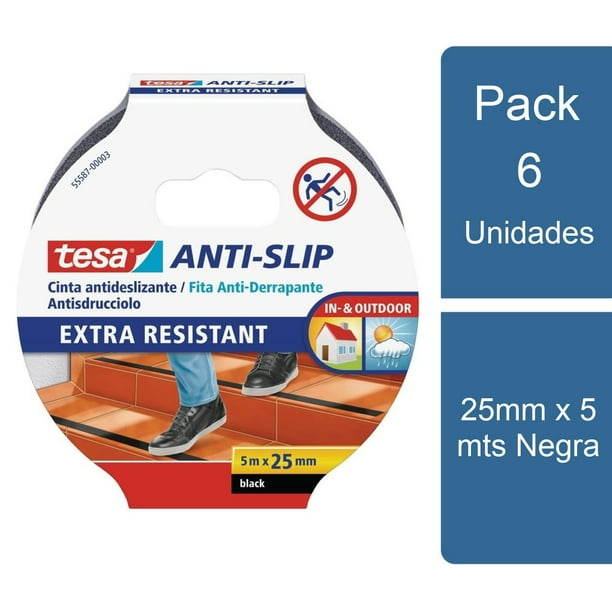 Pack 6 Cintas Antideslizante 25mm x 5 mts Negra | Lider