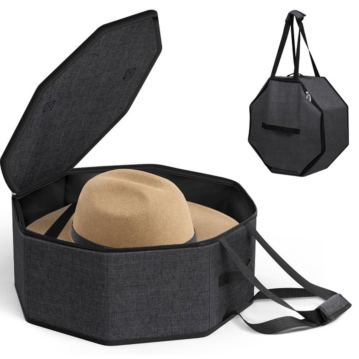 Caja para sombreros de viaje y almacenamiento, estuche plegable para sombreros, organizador de ...
