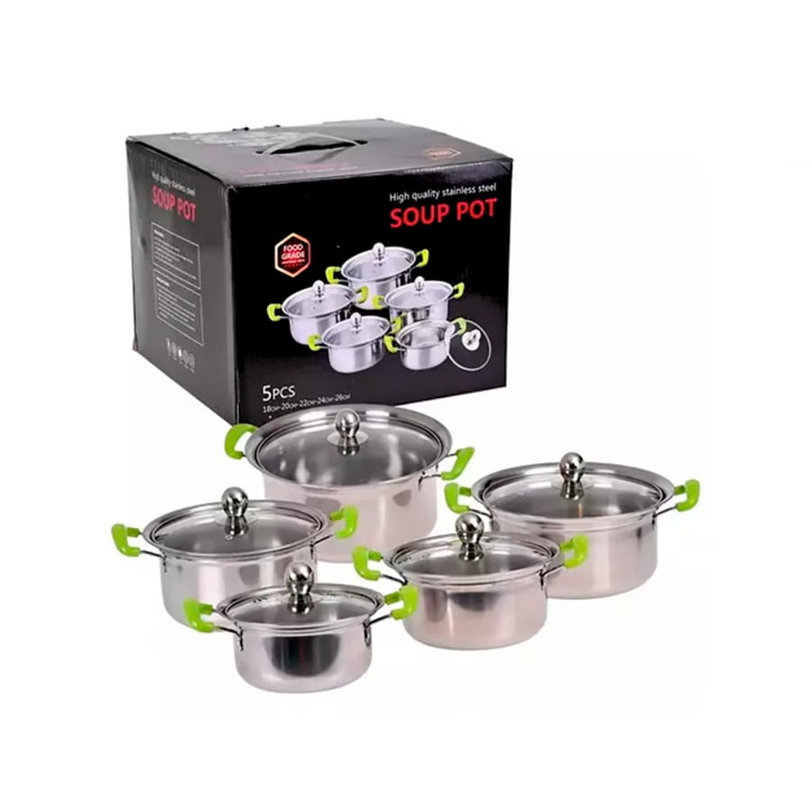 Set de 5 Ollas - Acero Inoxidable para Cocina Versátil y Duradera | Lider