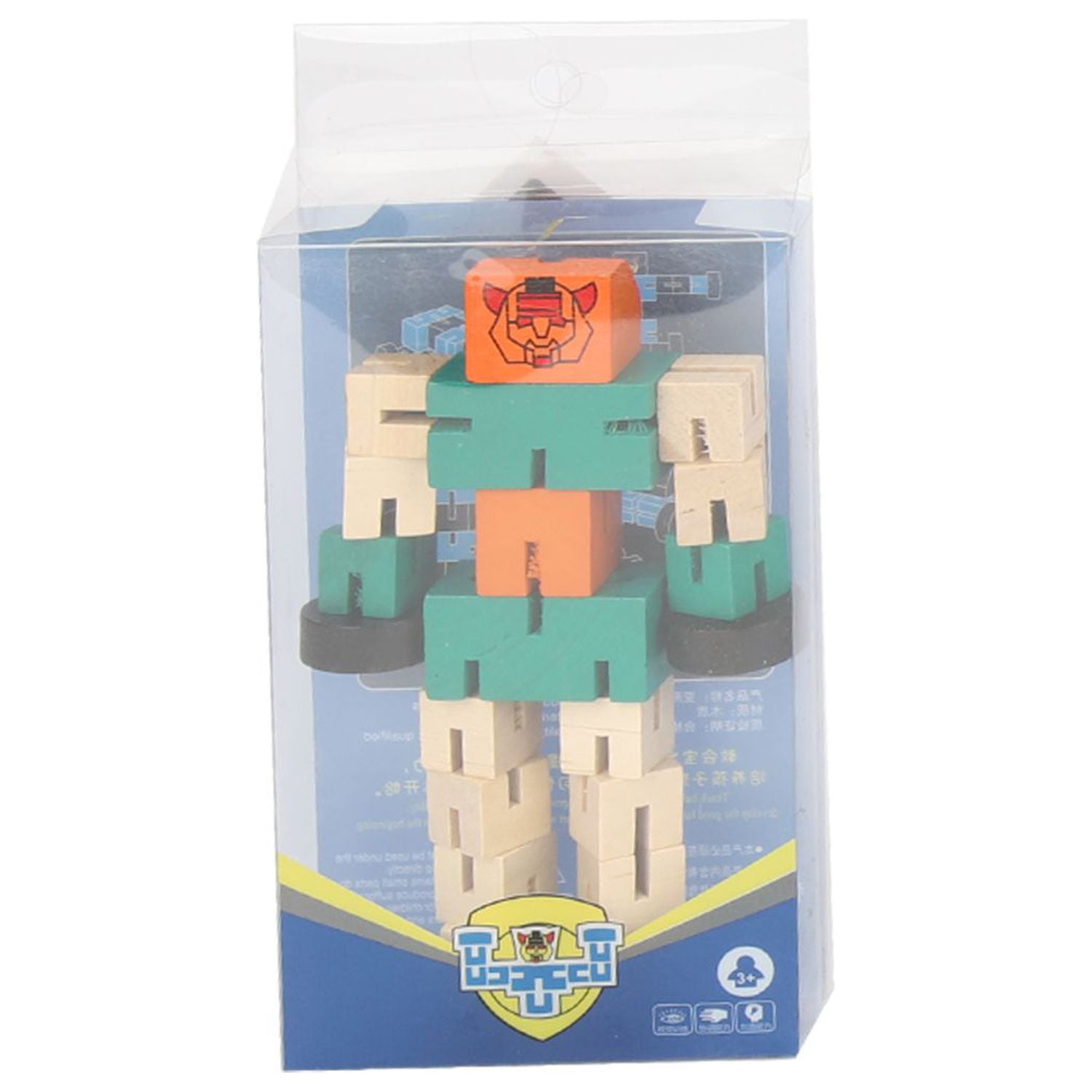 Robot Transformer Madera Verde 15X15.5X2Cm | Lider