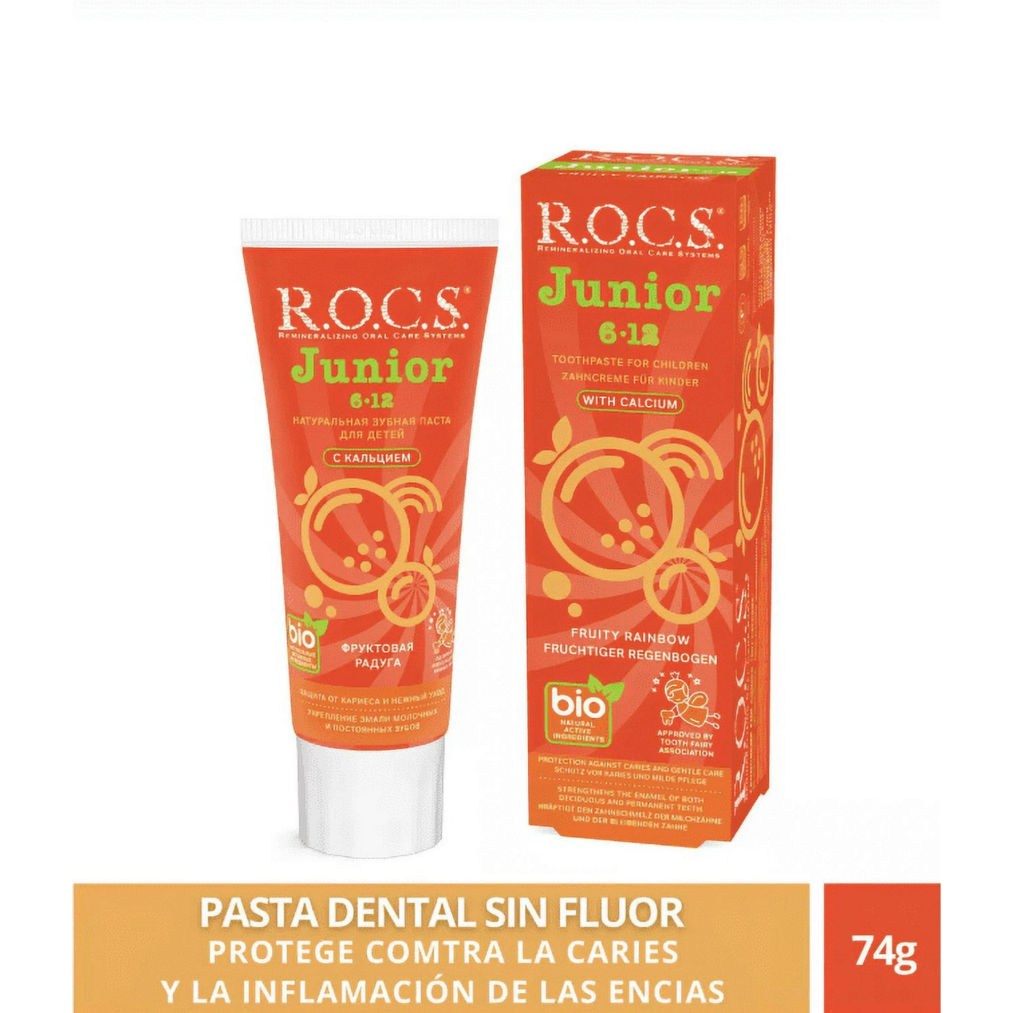Pasta Dental Rocs Junior Fruity Rainbow 74g Sin Fluor | Lider