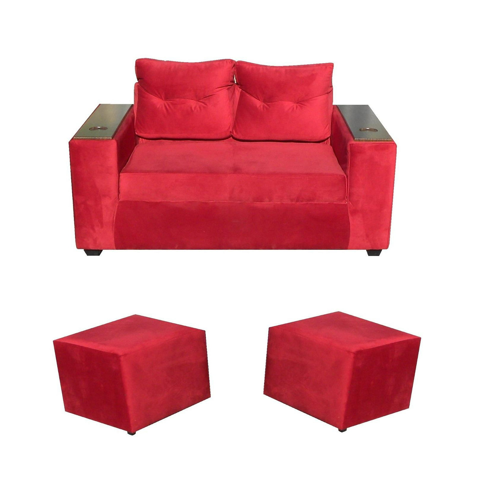 Sofa Wilson 2c + 2 Pouf Rojo | Lider