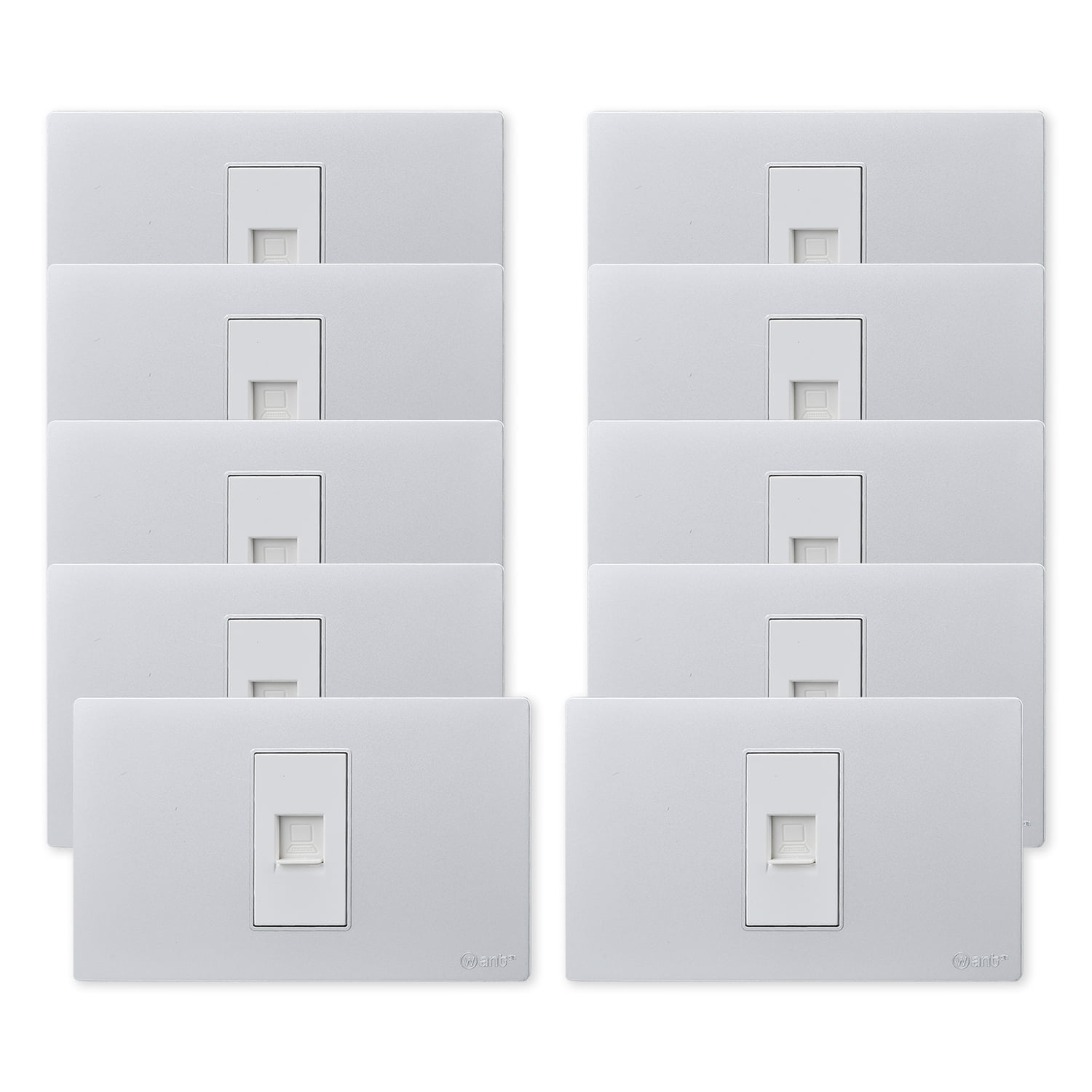 Pack 10 Toma Internet Metálico Rj65 - Gris Blanco | Lider
