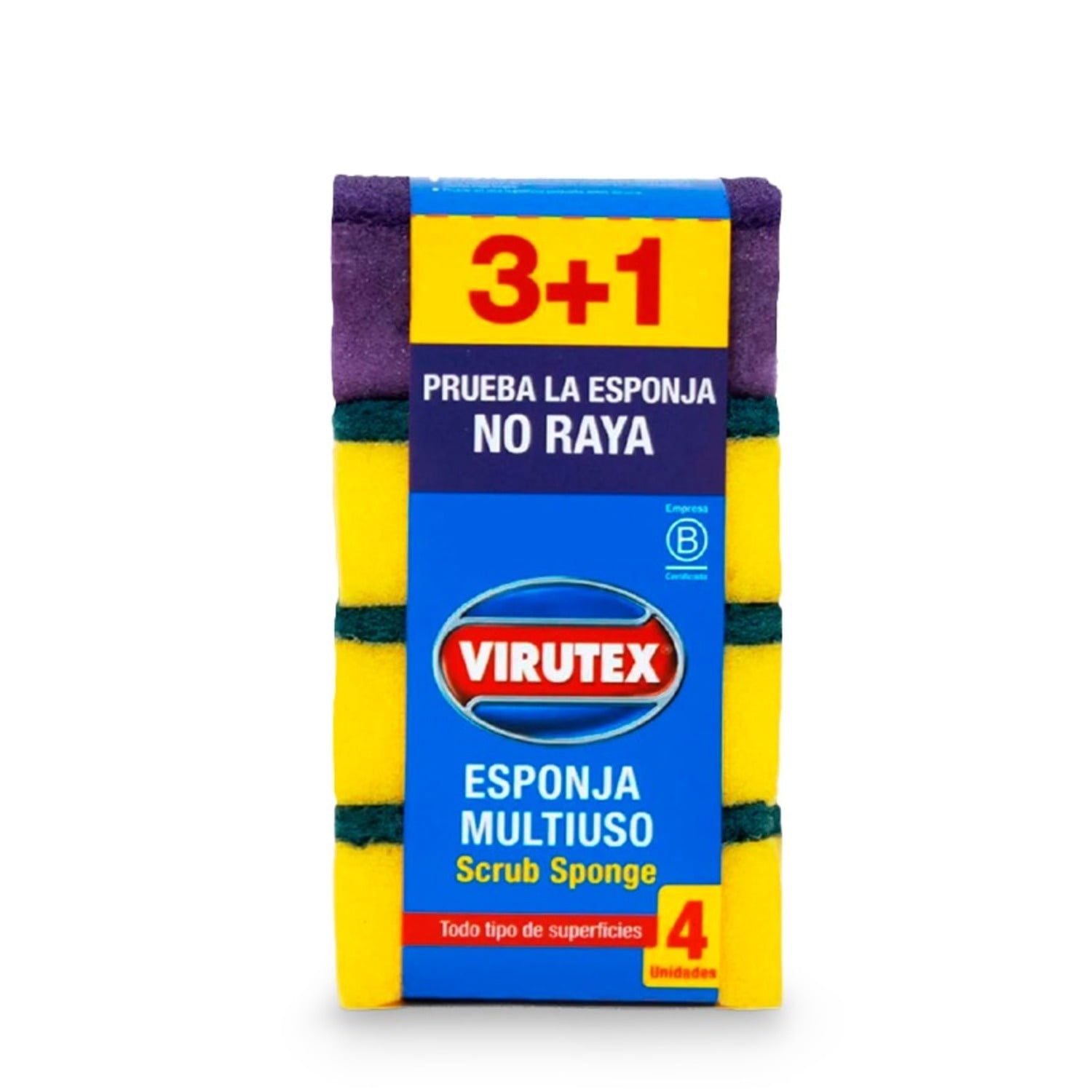 PACK X 4 ESPONJA LISA CLÁSICA 4 UNIDADES- VIRUTEX | Lider