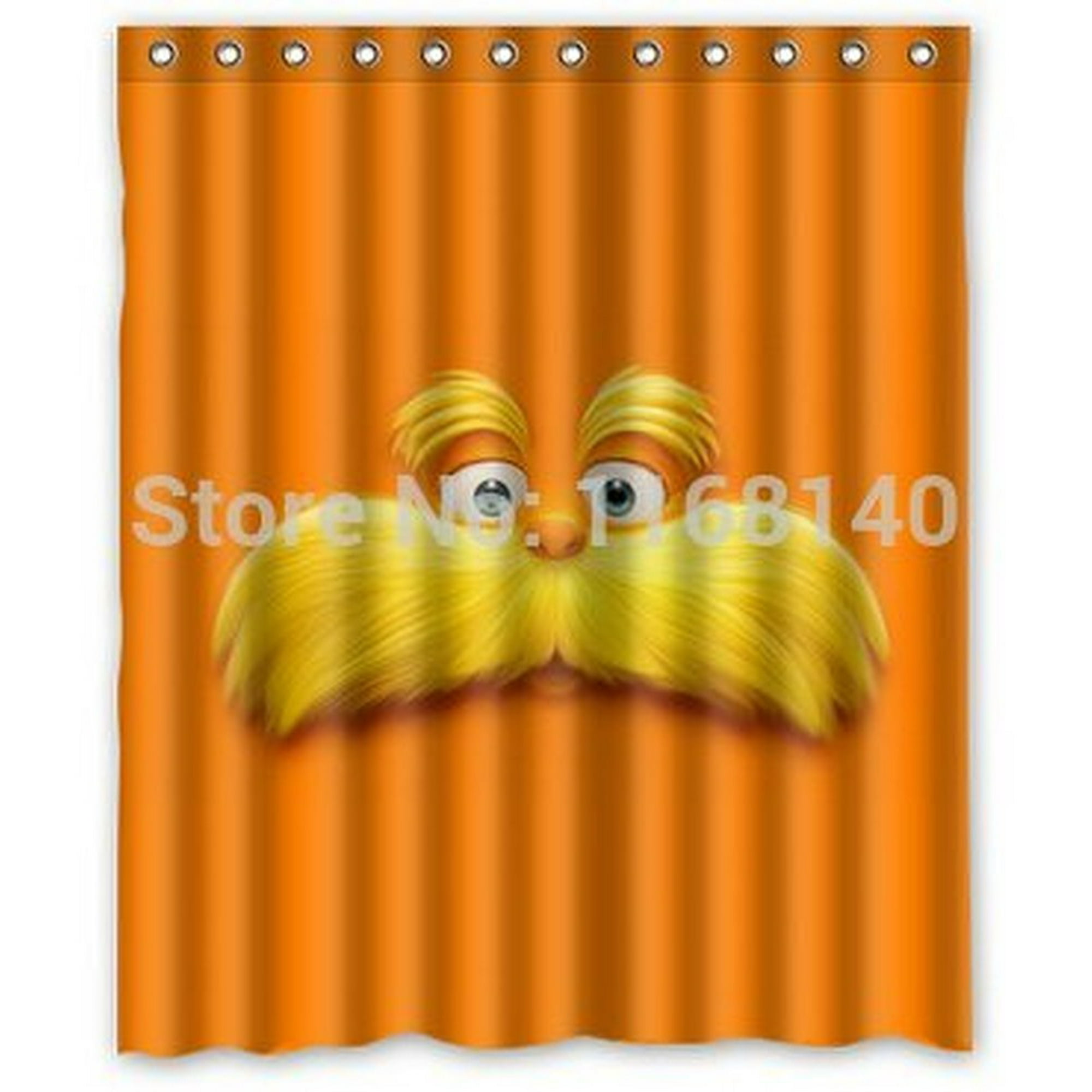 Cortina de ducha Lorax con diseño de bigote largo y naranja, con ...