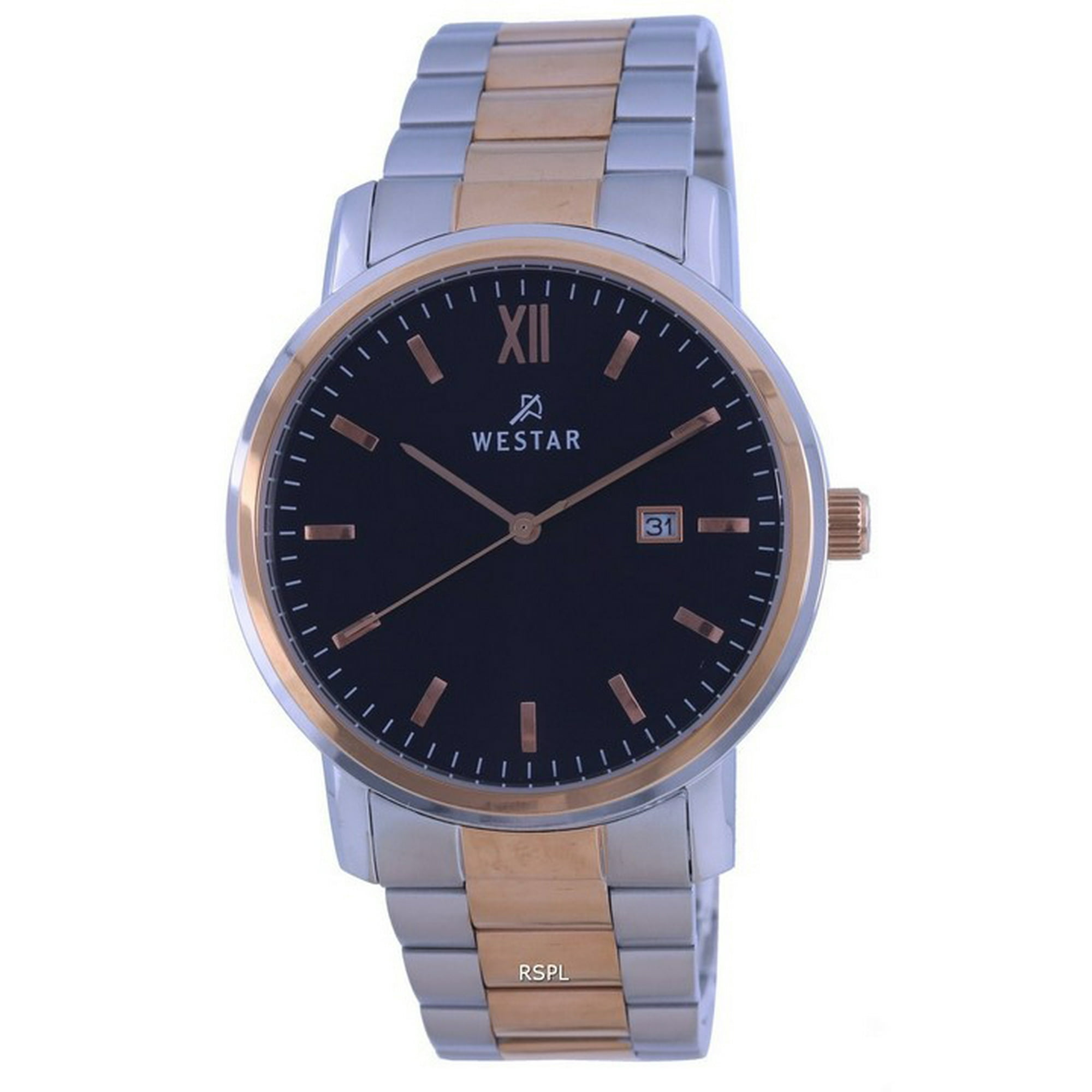 Reloj Westar Black Dial Two Tone Stainless Steel Quartz 50245 SPN 603 ...