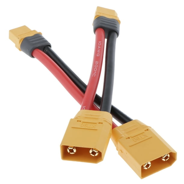2 Pack XT60 Hembra A XT90 Macho 10AWG Conector Adaptador De Enchufe Silicona 100MM | Lider