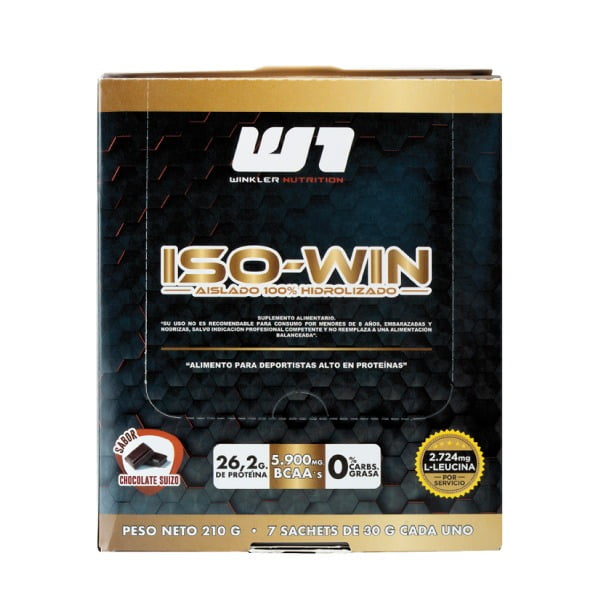 7 Sachets 30 Grs. Proteína Hidrolizada Iso Win Sabor Chocolate | Lider