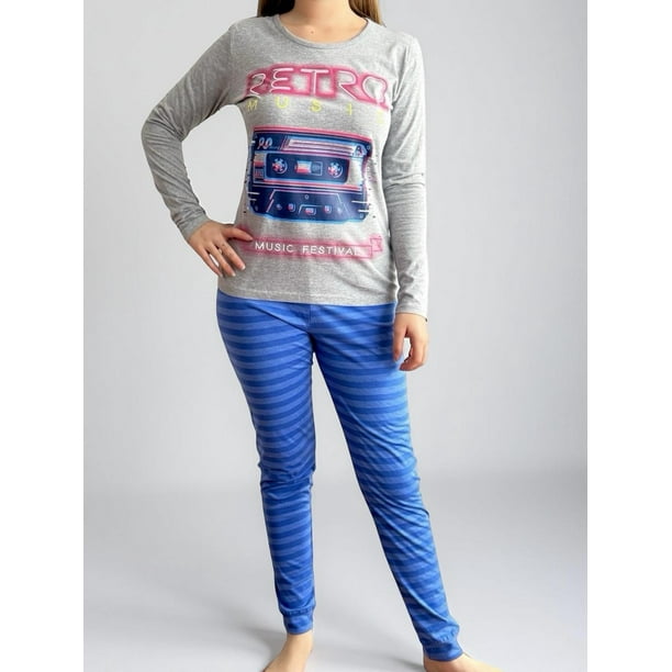Pijama Mujer Algodón Retro Music gris L | Lider