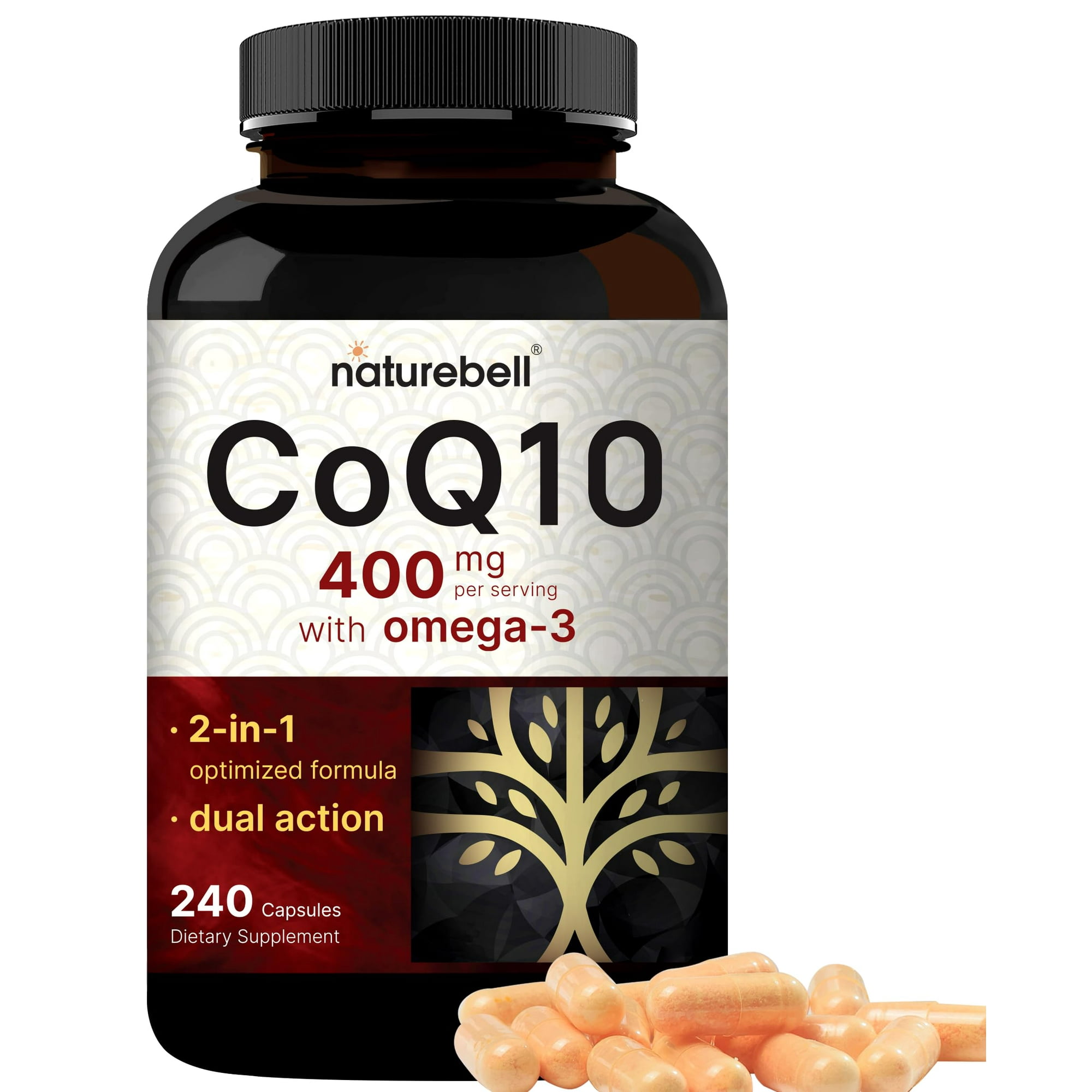 Suplemento NatureBell CoQ10 400 mg con Omega-3 240 cápsulas | Lider