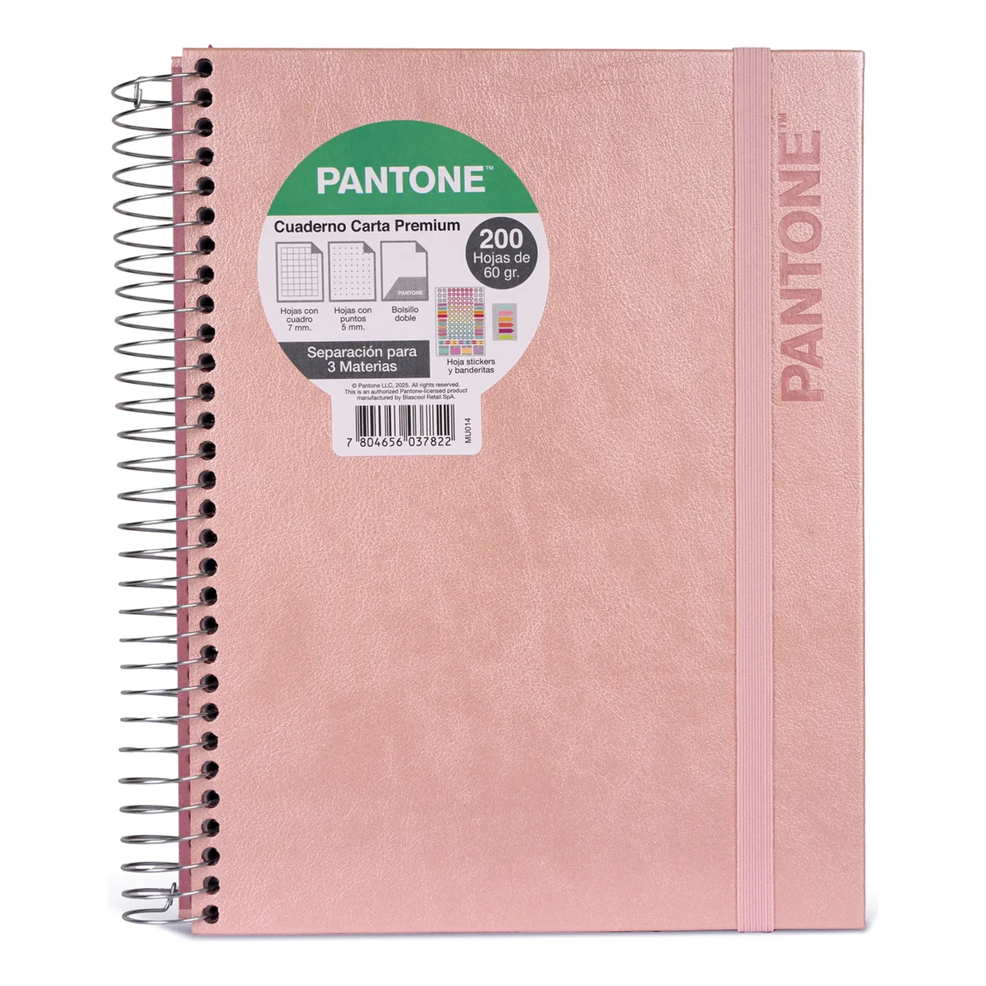 Cuaderno Premium Pantone Metalizado Carta Con Elástico 7mm Rosa | Lider