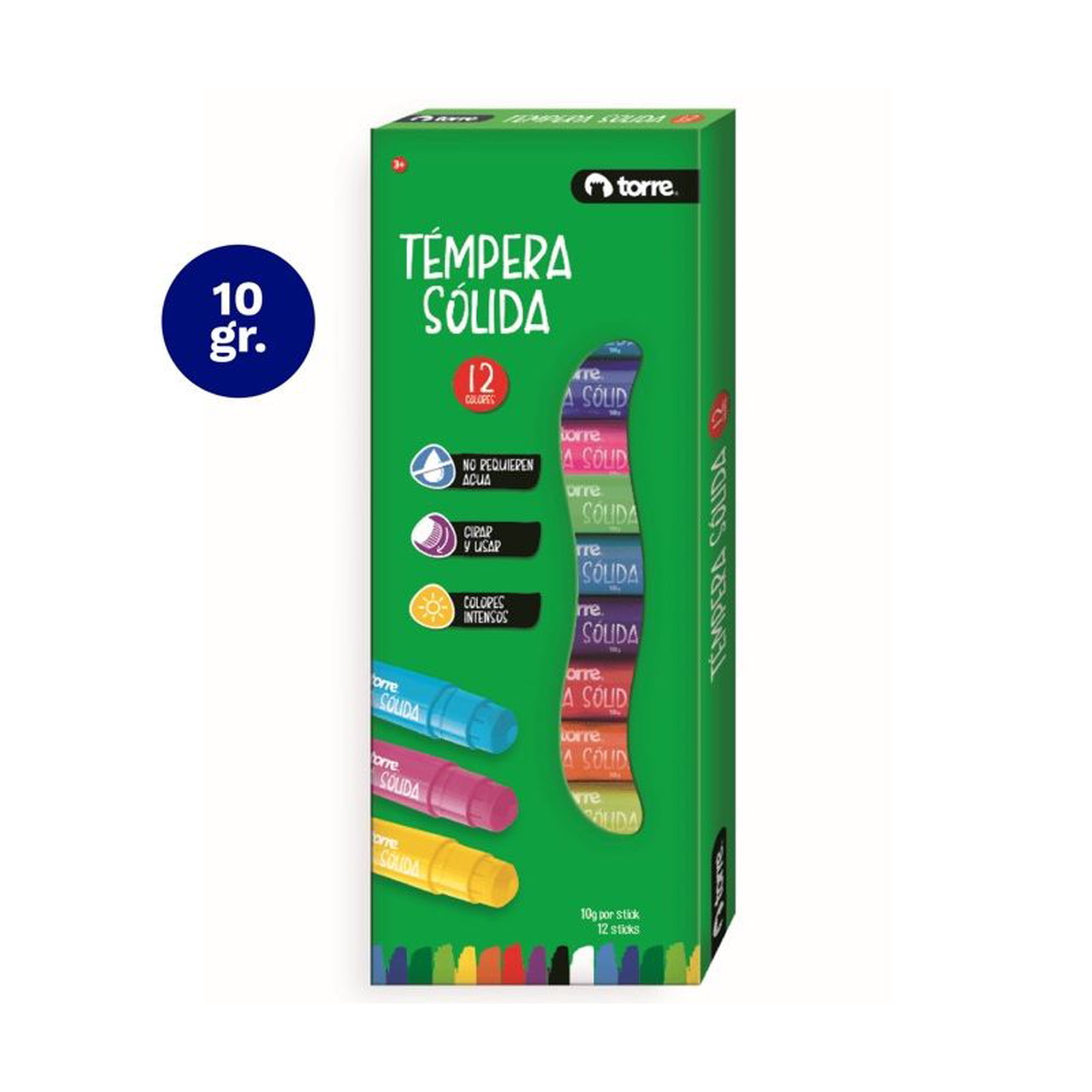 Tempera Solida 12 Colores Torre | Lider