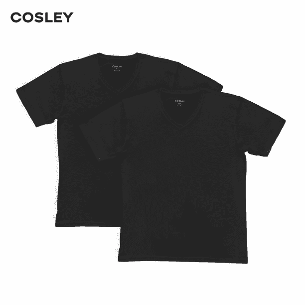 Poleras 100% Algodón Negras Cuello V Pack 3 Cosley L | Lider