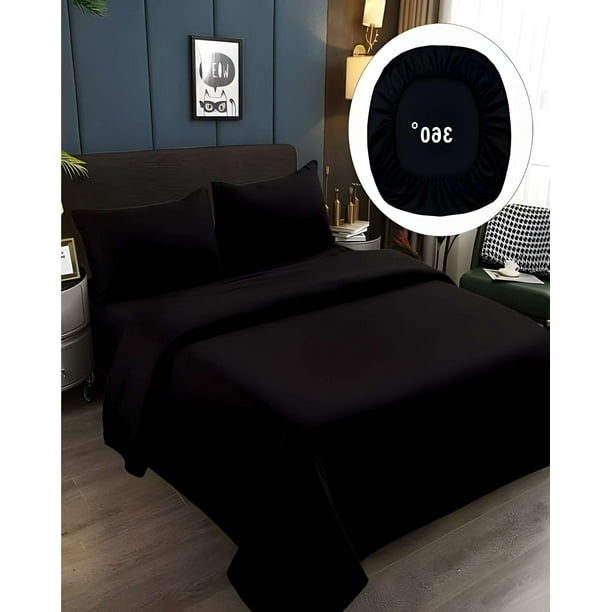 JUEGO DE SABANAS 500 HILOS SUPER-KING NEGRO | Lider