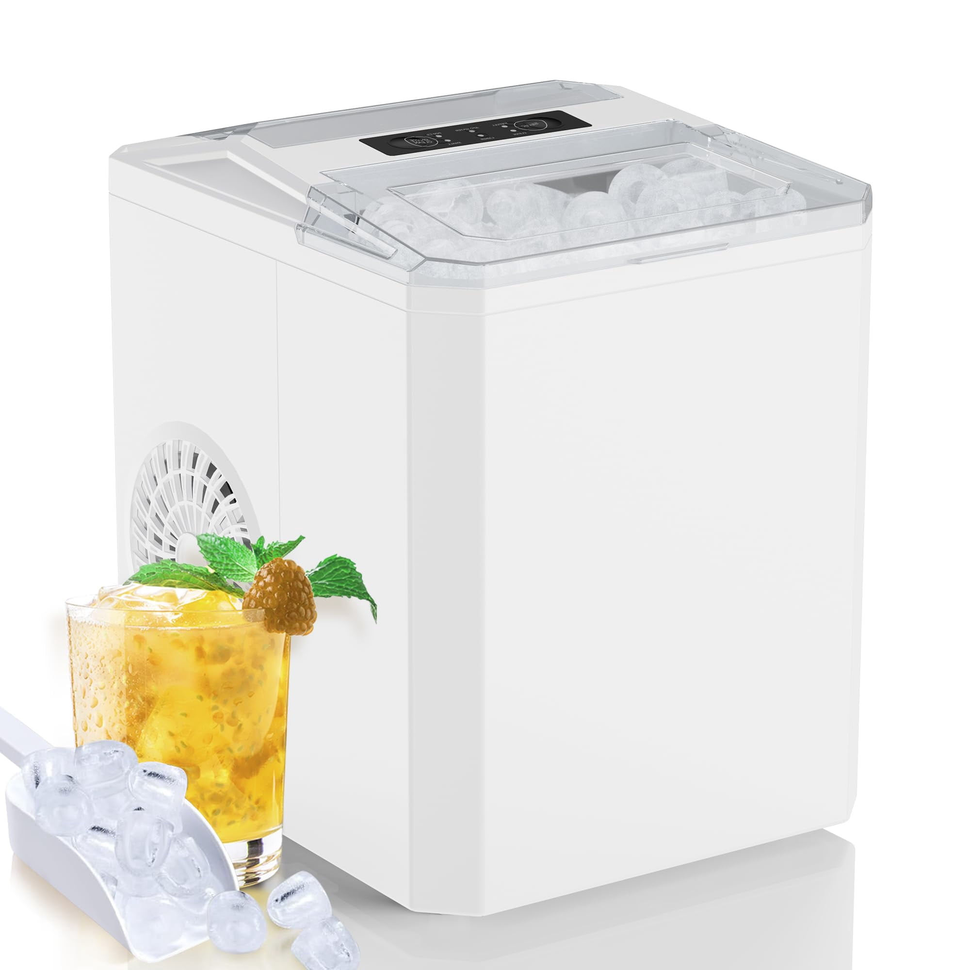 Máquina de hielo para encimera SMUG, 26,5 kg/día, 9 cubos en 6 minutos, color blanco | Lider