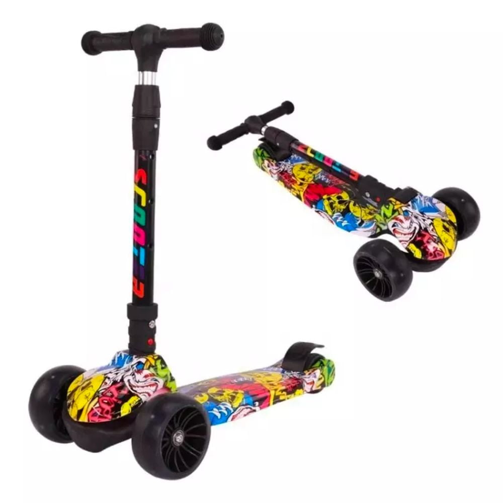 Scooter Plegable Graffiti 3 Ruedas con Luces Negro | Lider