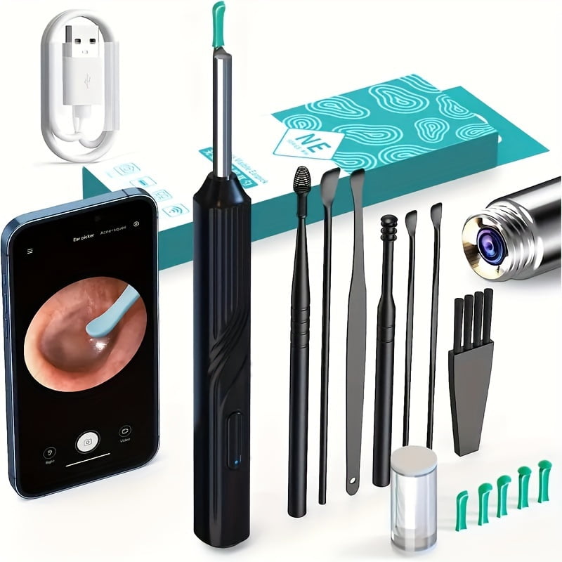 Smart Visual Ear Cleaner 1296P Ear Sticks Otoscope USB C Charging ...