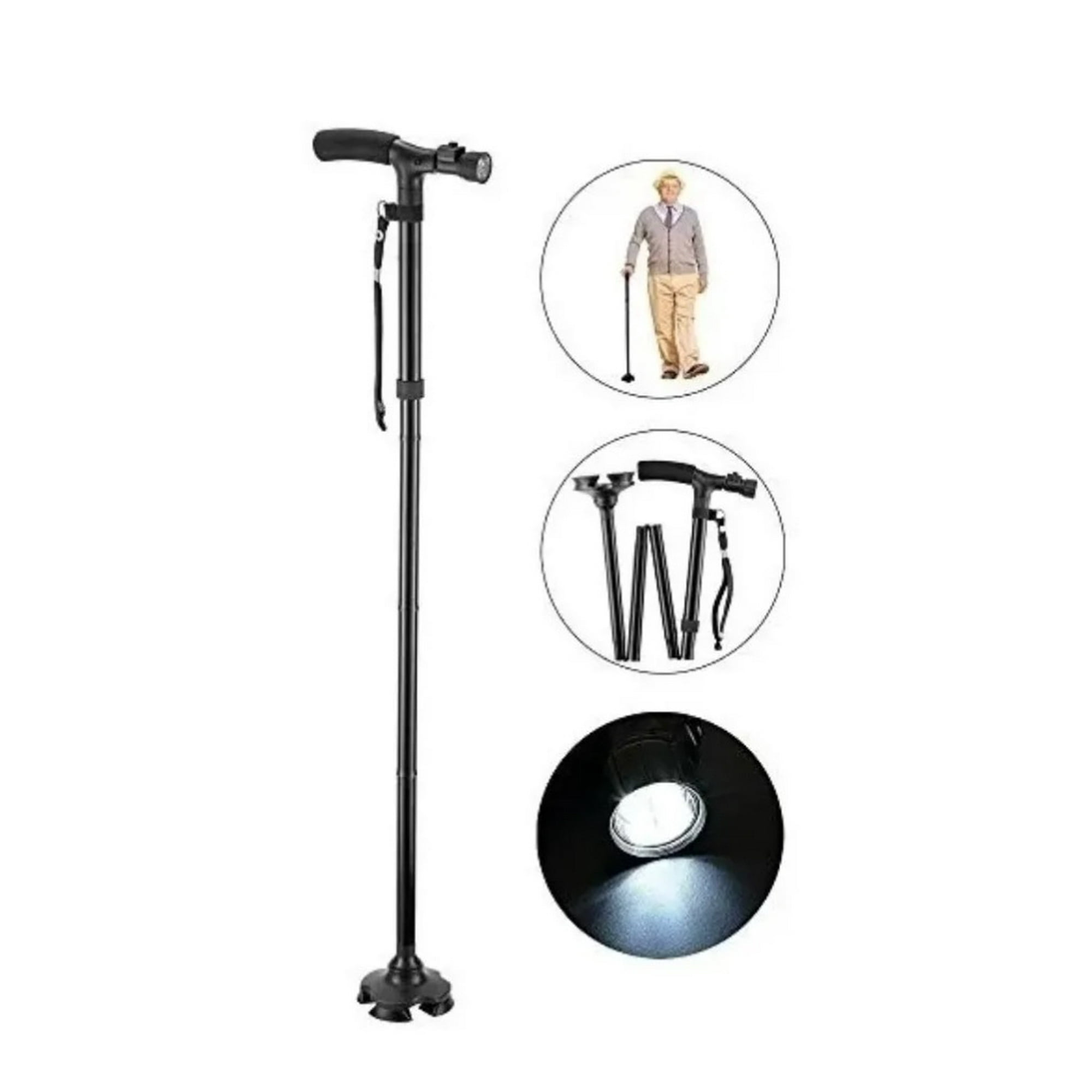 Bastón Plegable Y Extensible Ajustable Luz Led | Lider