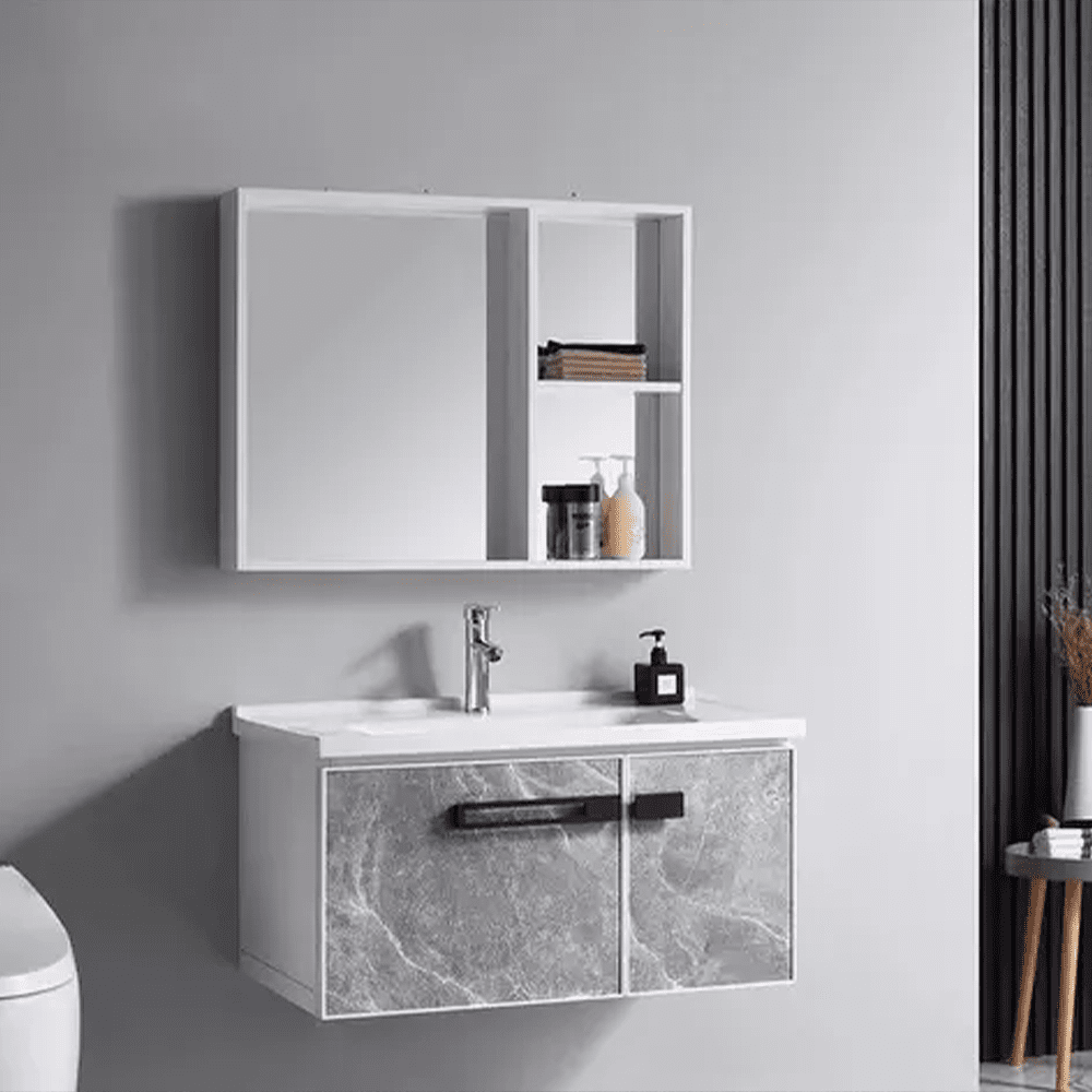 Vanitorio Madera Lavamanos 60 Cm Ancho Con Griferia Y Mueble Espejo ...