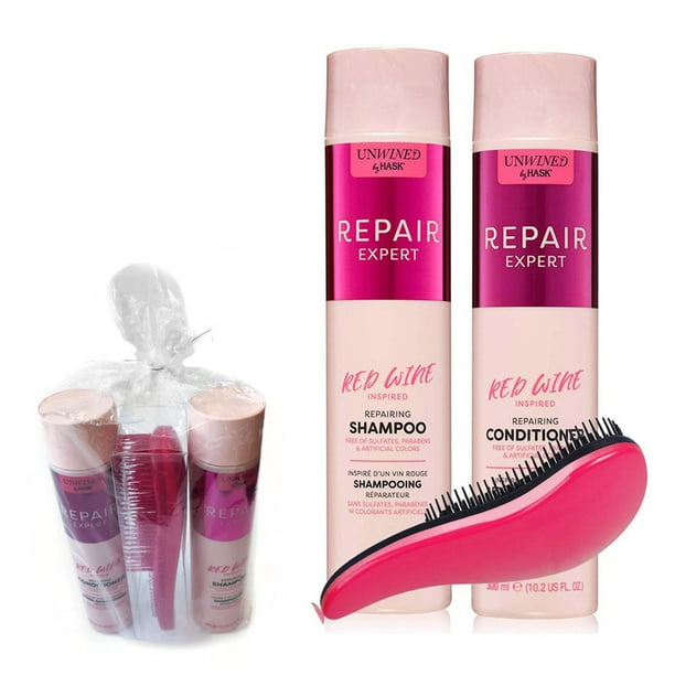 Kit shampoo acondicionador cabello tinturado y seco + cepillo ...