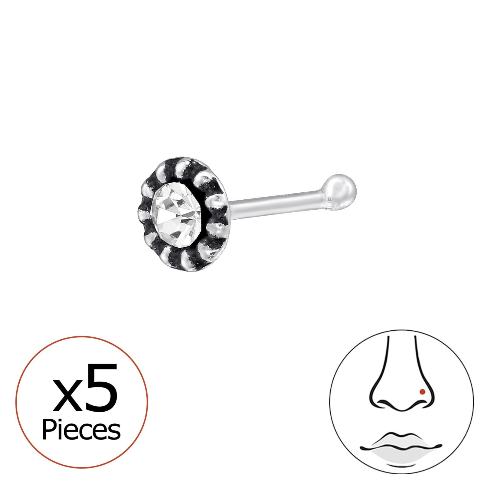 Piercing Plata 925 De Disco Redondo Para La Nariz, Trago,Helix Y Parte ...