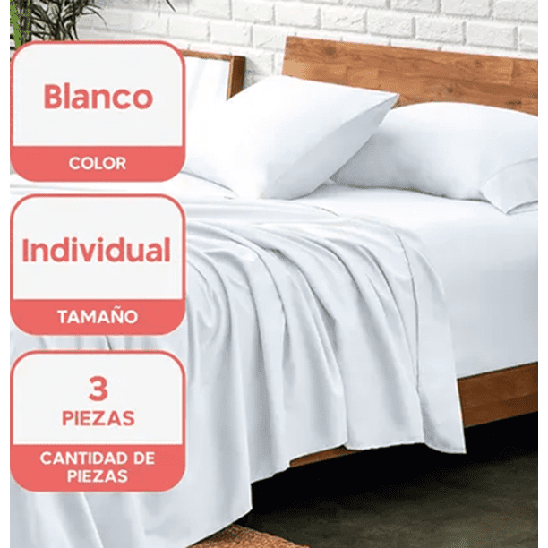 Juego sabanas 1 plaza homely 100 gsm 4 piezas color blanco | Lider