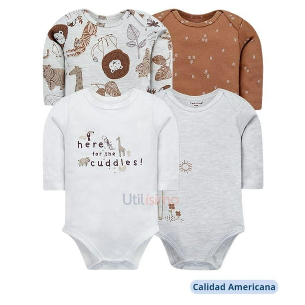 Pack 4 Bodys Tedmimak Niño Manga Larga Selva 100% Algodón 6M | Lider