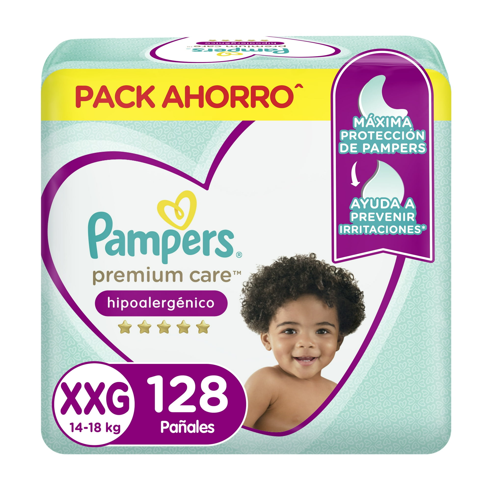 Pañales Pampers Premium Care Talla XXG con 128 U de 14 a 18kg | Lider