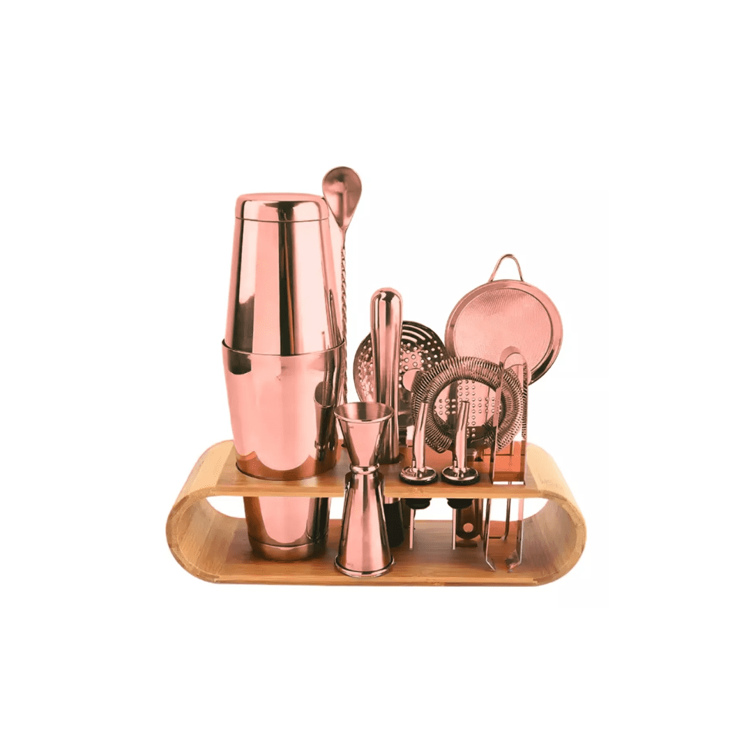 Juego Coctelería Set Bar Kit 12 Pzs - Color Cobre Con Base | Lider