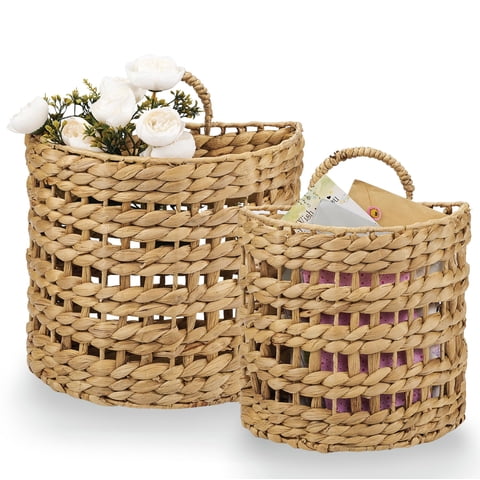 84Eco - Set De 2 Canastas Colgantes De Mimbre Para