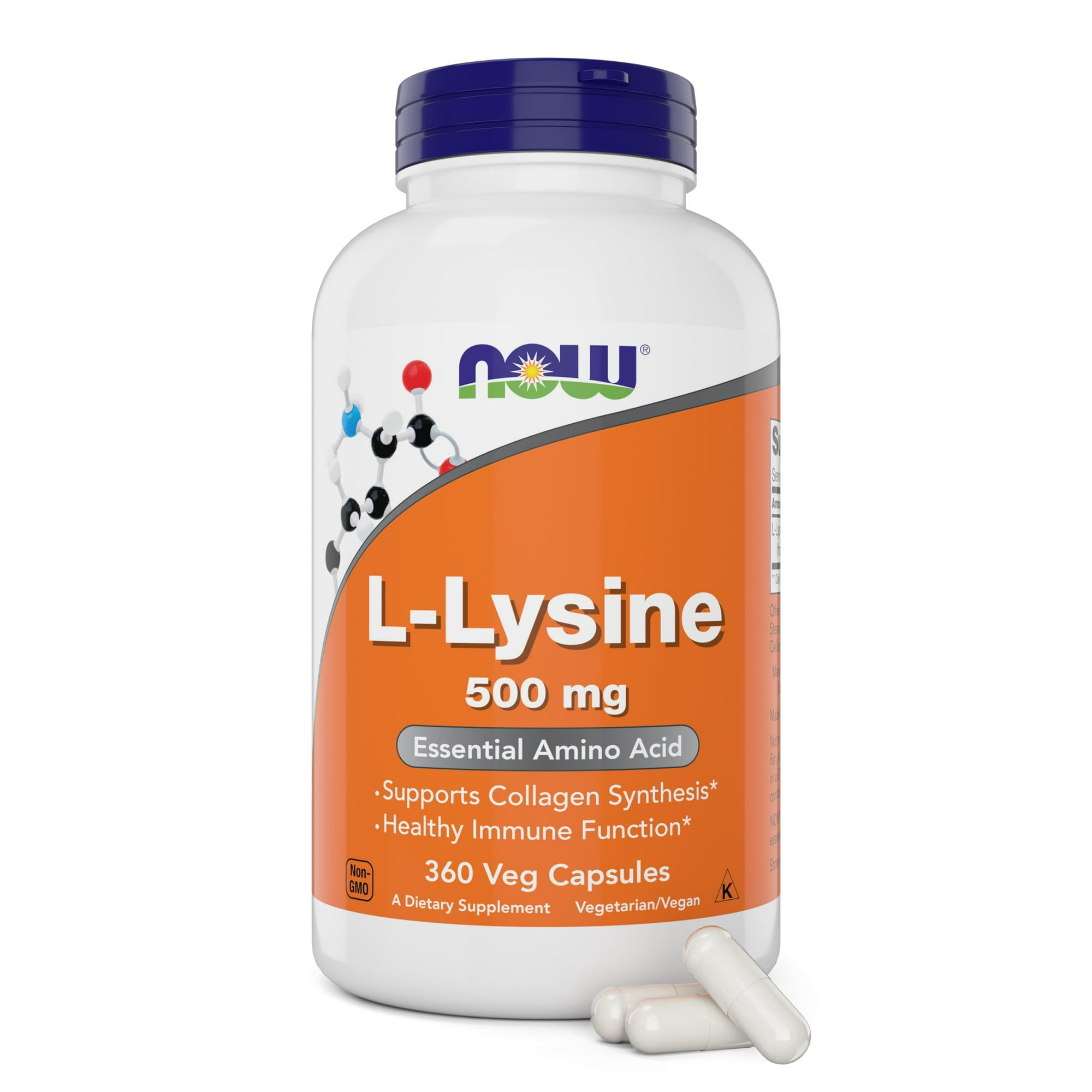 Supplement NOW L-lisina 500 mg 360 cápsulas de aminoácidos esenciales ...
