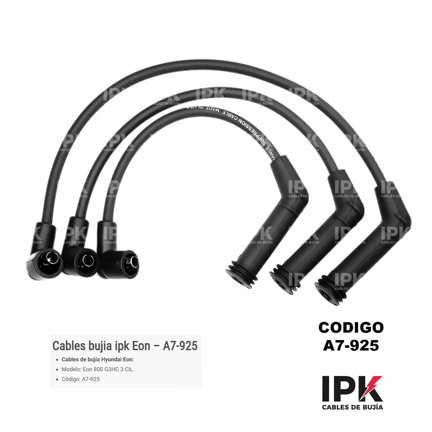 Cables De Bujía Hyundai Eon 800 G3hc 3 Cil | Lider