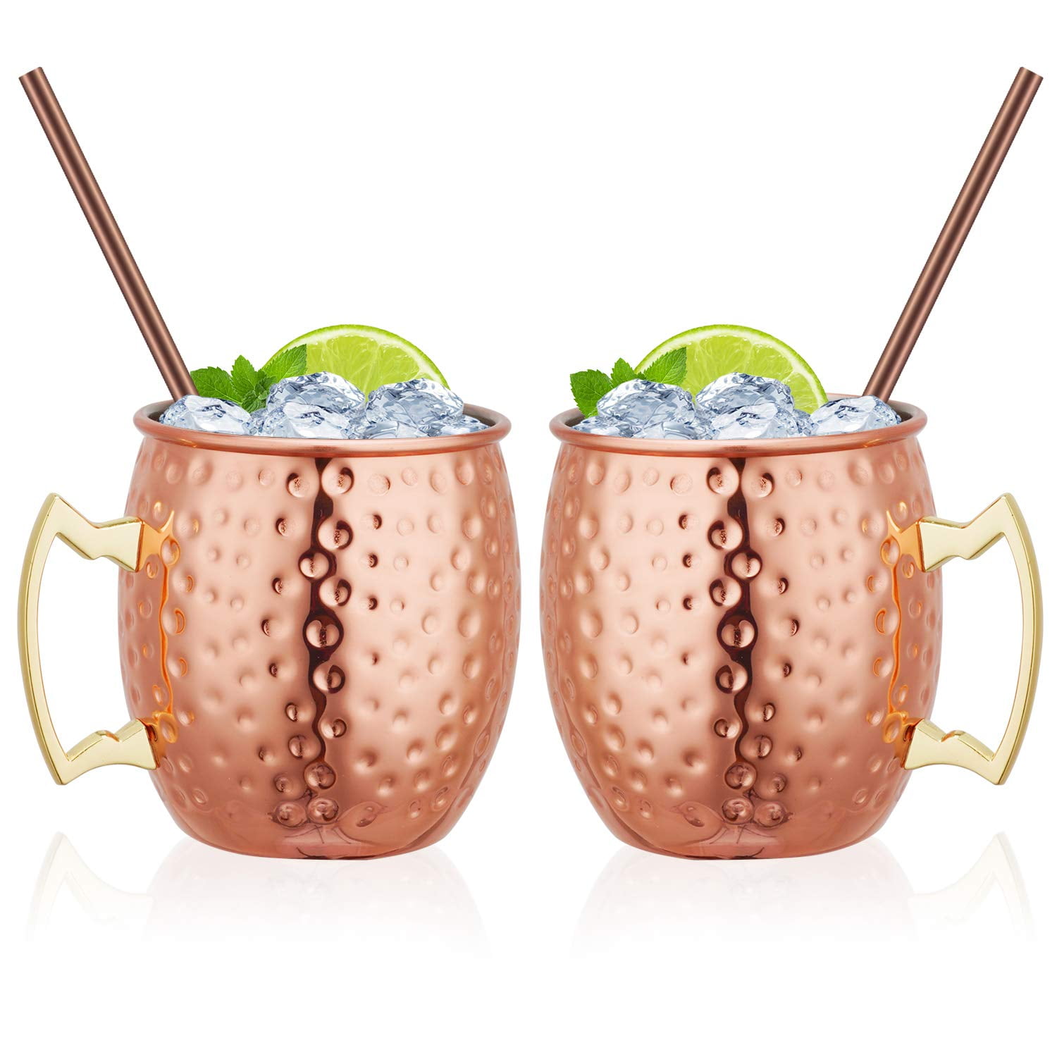 Set 2 Vasos Mug Jarra Para Tragos Moscow Mule + Bombilla | Lider