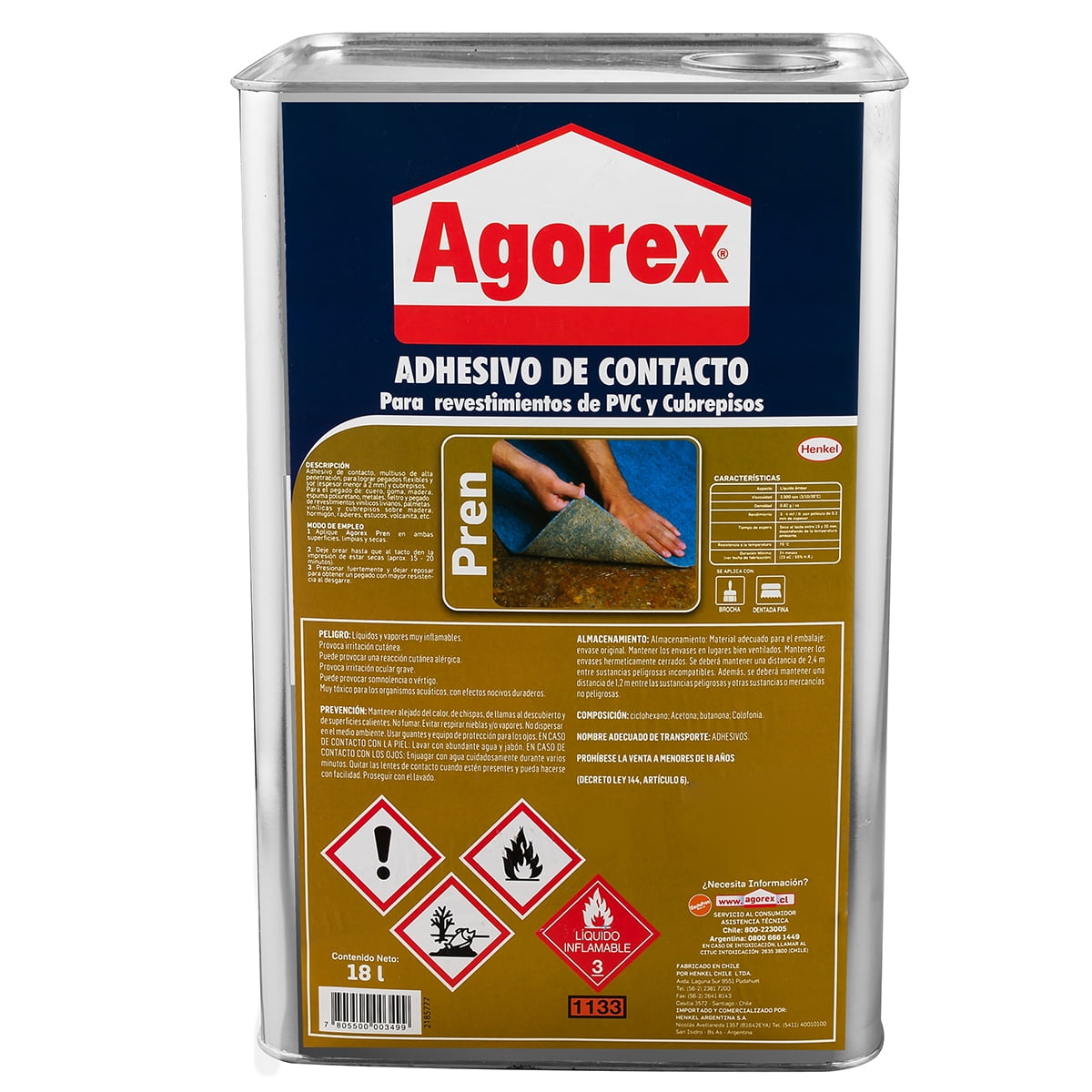 Pegamento Adhesivo De Contacto Agorex Pren 18 Litros | Lider