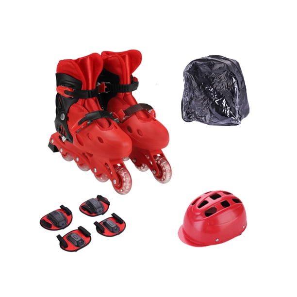 Patines Rollers Linea con Casco y Rodilleras Rojo 30-34 | Lider