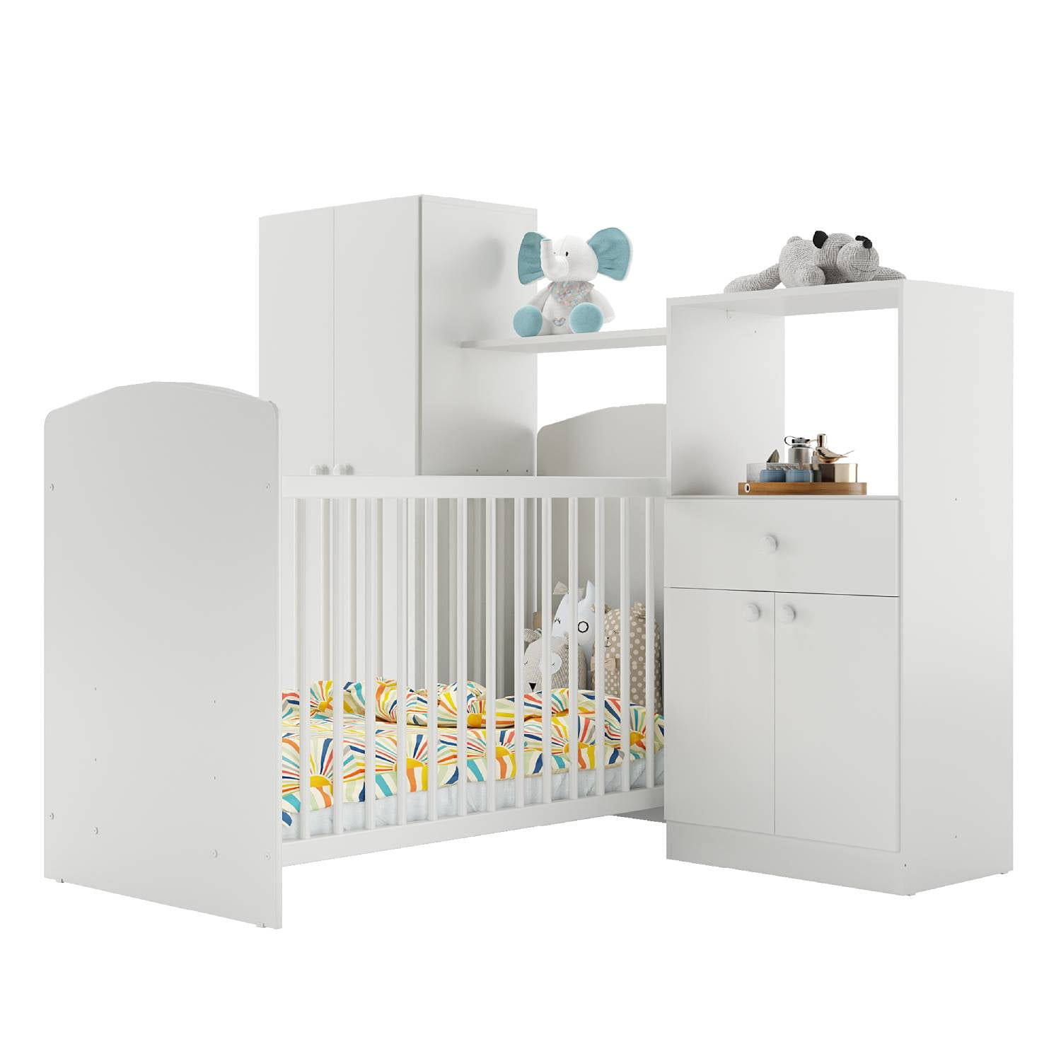 CUNA + COMODA + CLOSET BLANCO TOP BABY | Lider