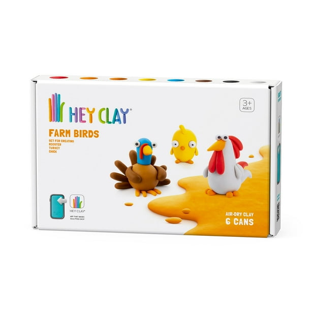 Aves de la Granja: Pollo, Pavo, Gallo 6 Potes Hey Clay | Lider