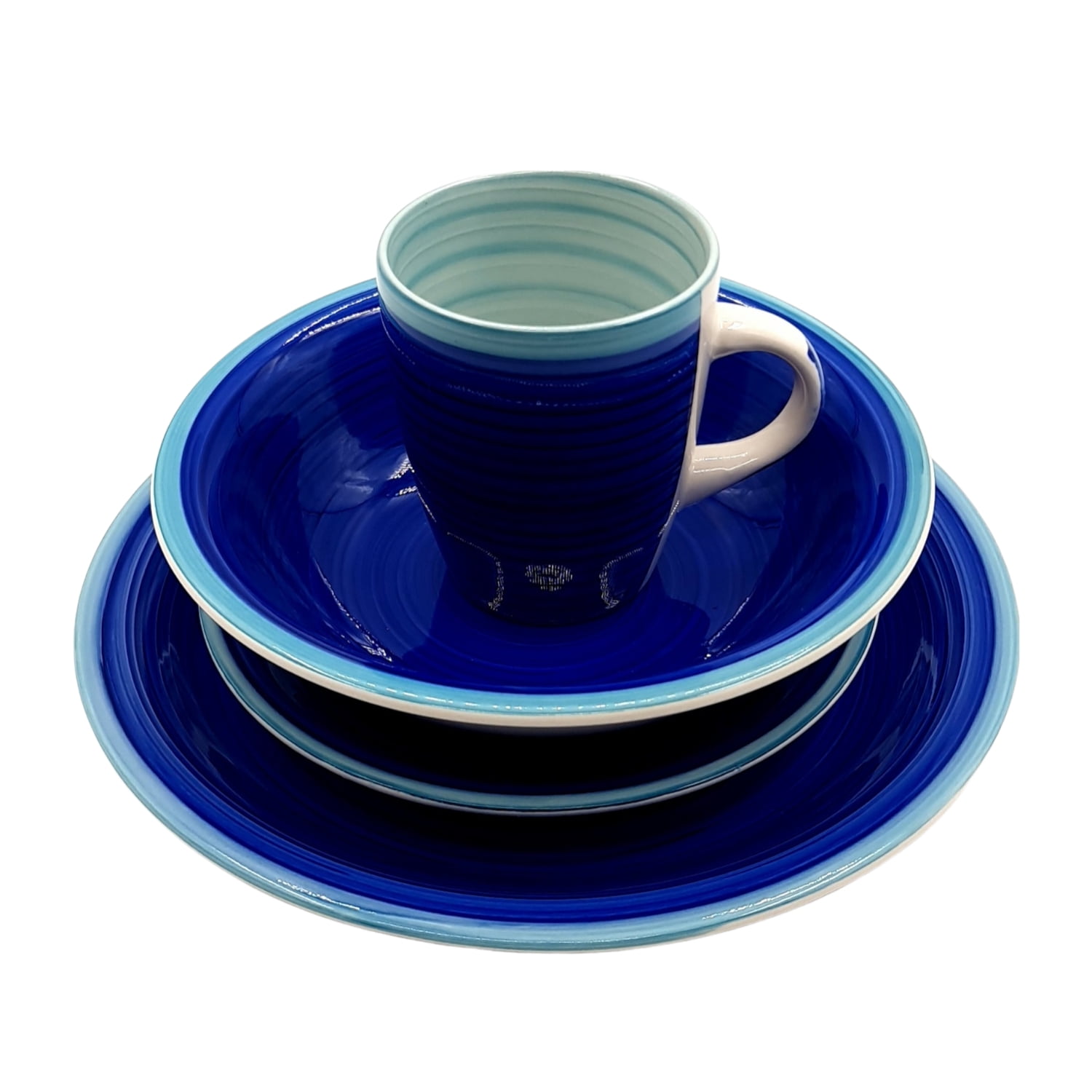Juego de loza set 16 pzas vajillas tazas bowl azul oscuro | Lider
