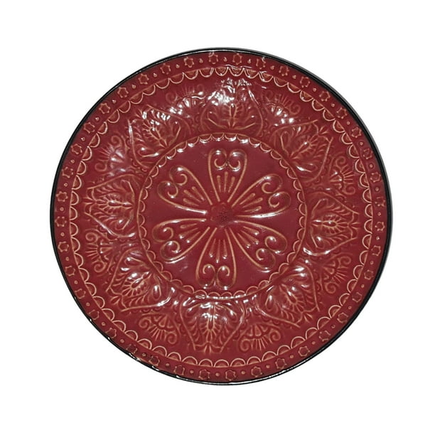 Plato loza playo mediano relieve vinotinto 20x3cm | Lider