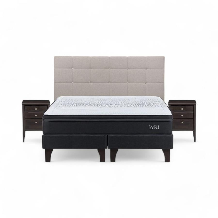 Cama Rosen Tempo Super King + Muebles Issey Gris | Lider