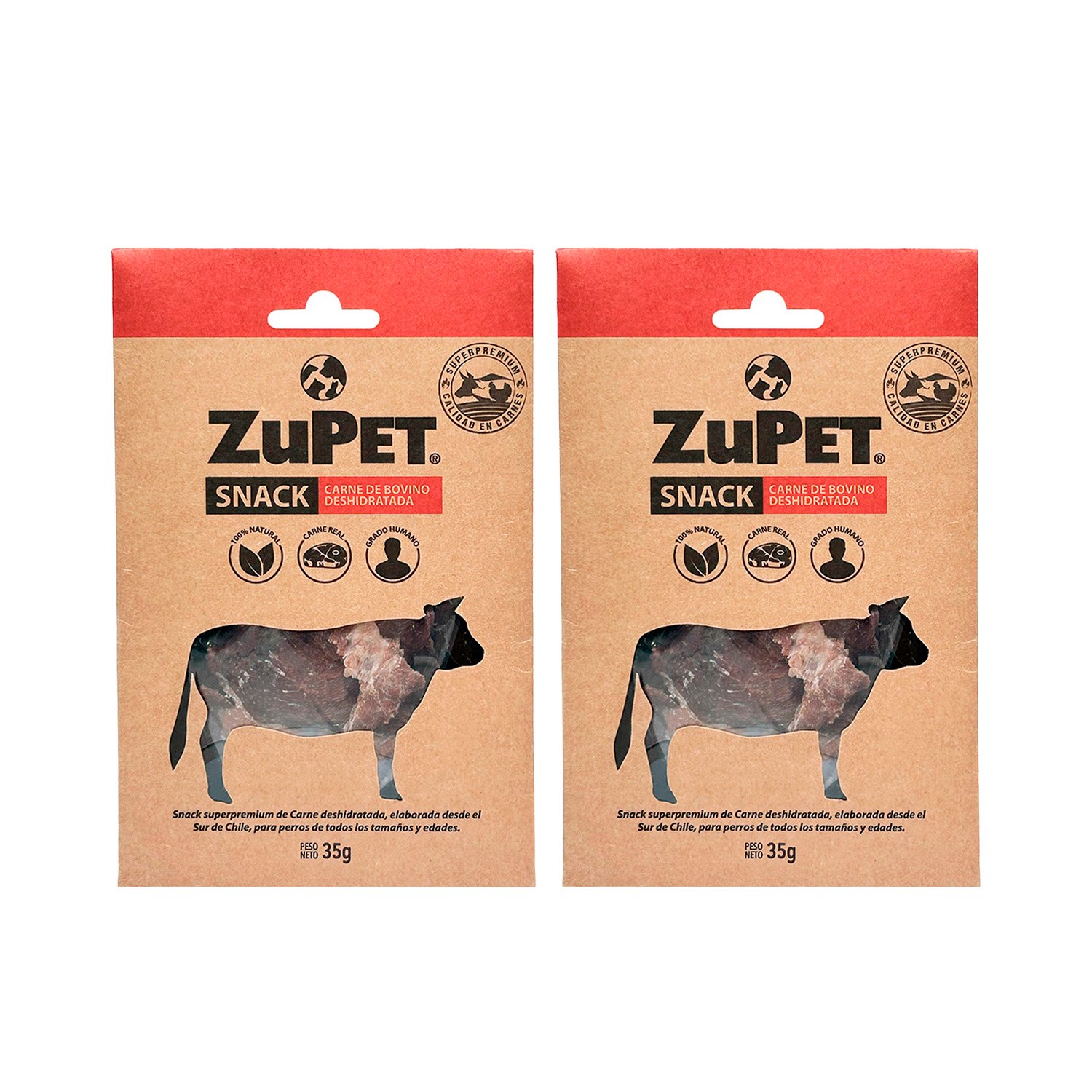 Pack X2 Snack Perro Zupet Deshidratado Vacuno 35 gr | Lider