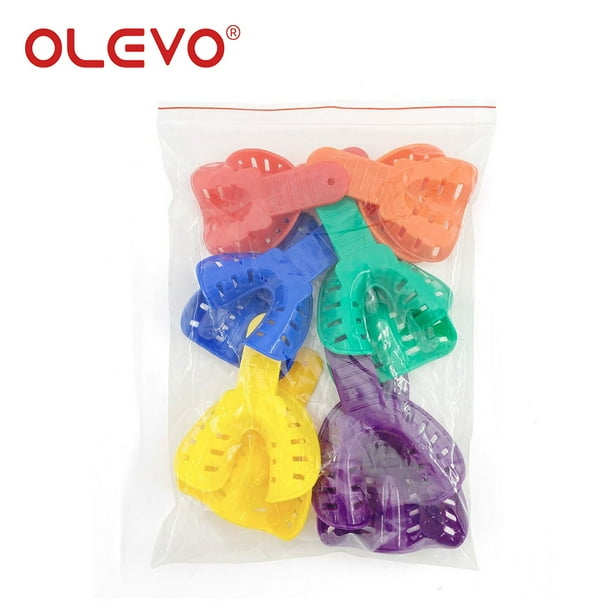 OLEVO 12 Pcs Disposable Dental Impression Trays Adult Kid Kit Colorful ...
