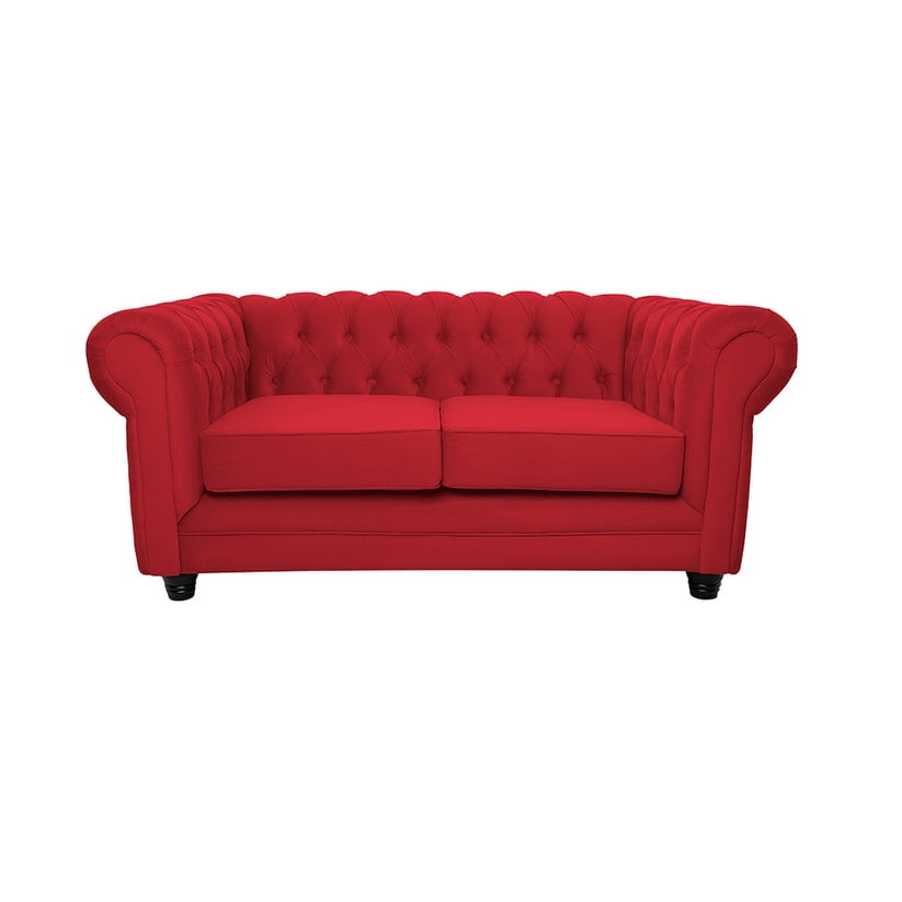 Sofá Chesterfield 2C Felpa Rojo | Lider