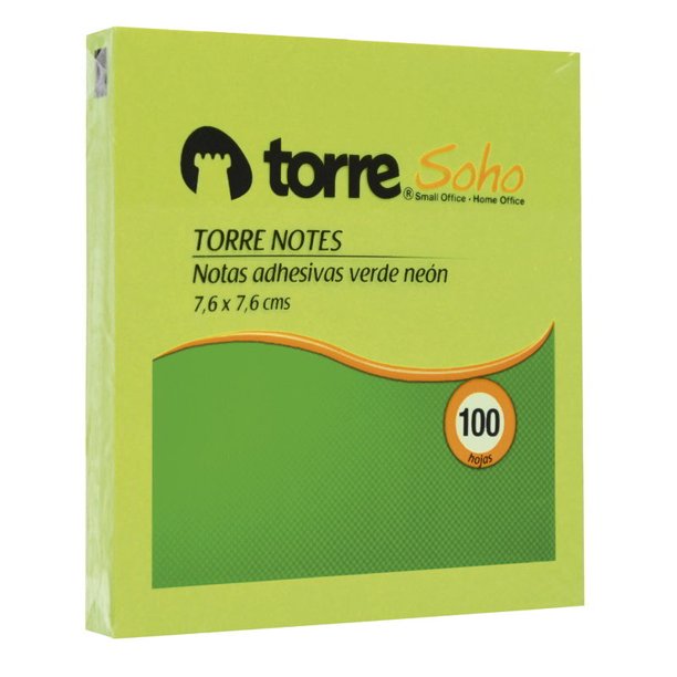 Notas Adhesivas Color Verde Neon 7.6x7.6 cm (100 Hojas), 1 Un | Lider