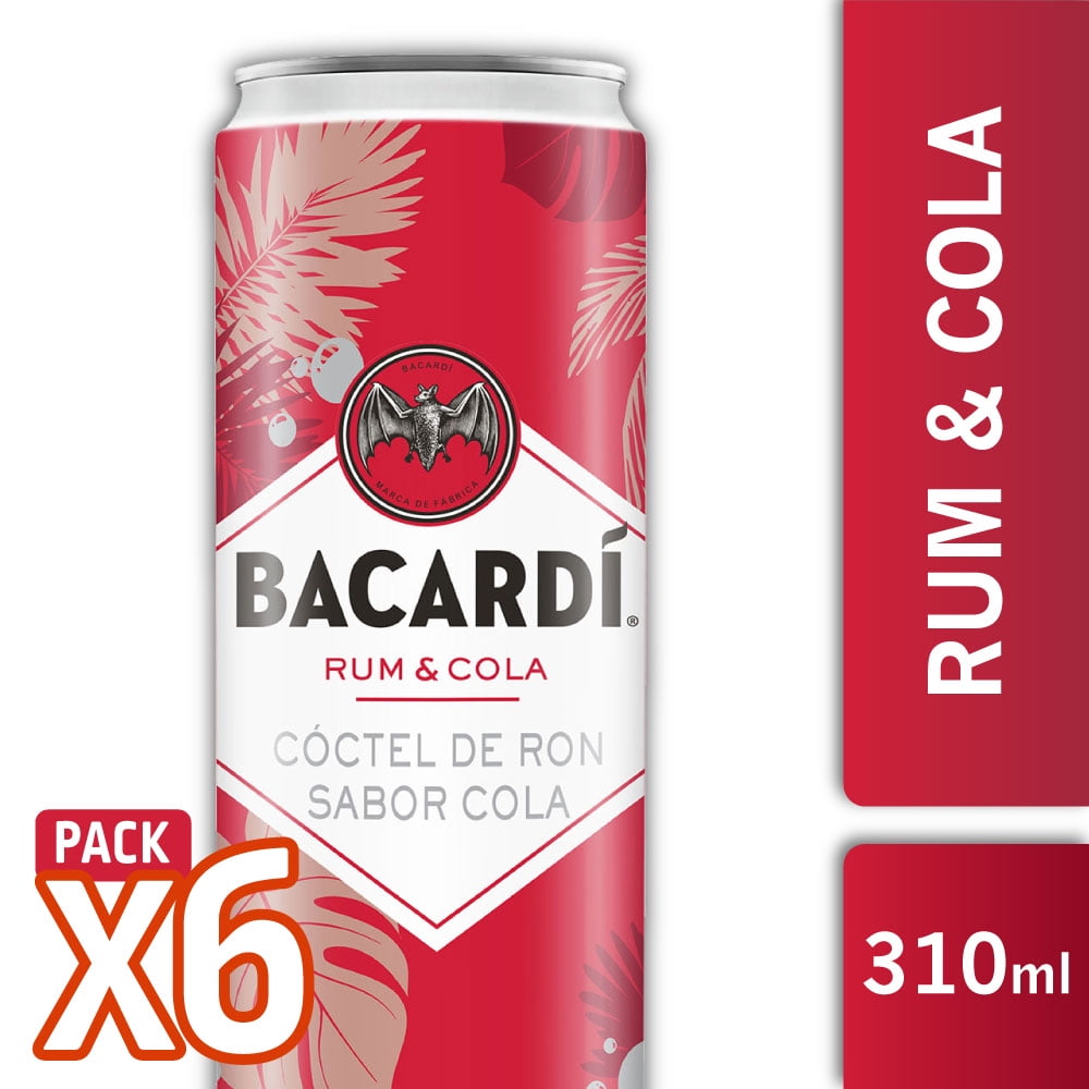 Cocktail Bacardi Rum & Cola 6 Latas de 310 cc | Lider
