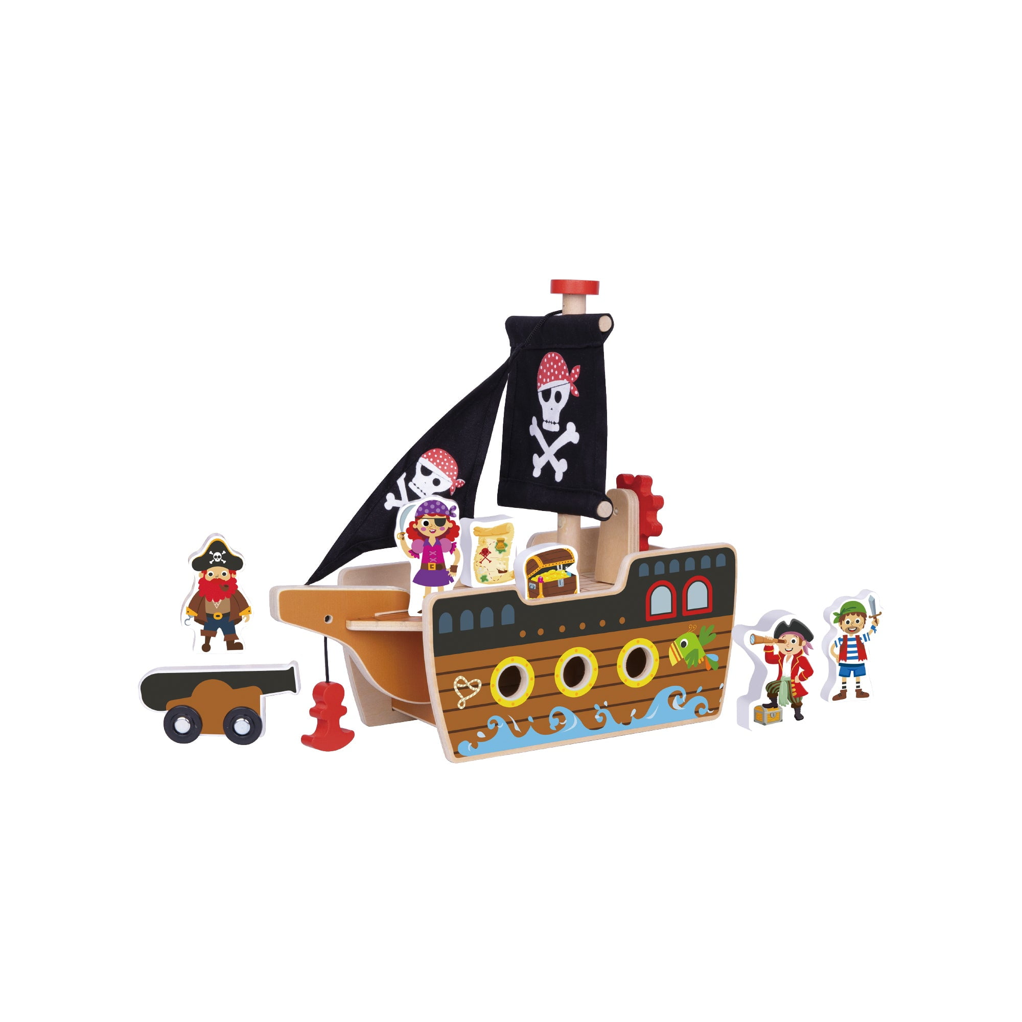 Barco Pirata Armable de Madera con Ruedas Tooky Toy | Lider