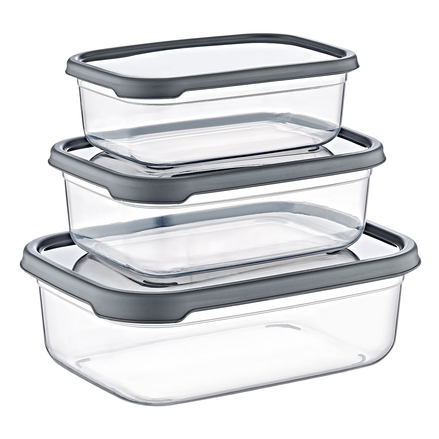 Set de Contenedores de Alimentos Rectangular 3 Piezas Gris | Lider