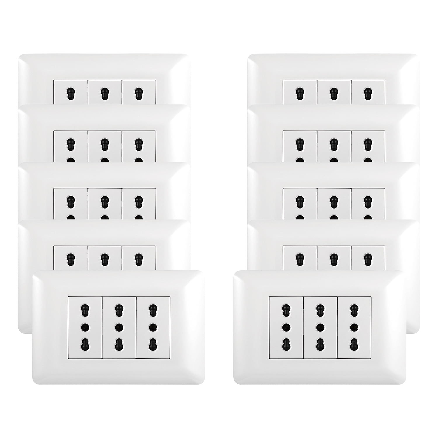 Pack 10 Tomacorriente Triple 10/16A 250V Blanco | Lider