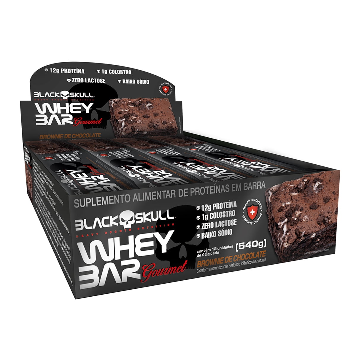 Barra de 12 gr de Proteína Whey Bar Gourmet 12unid Chocolate Brownie ...